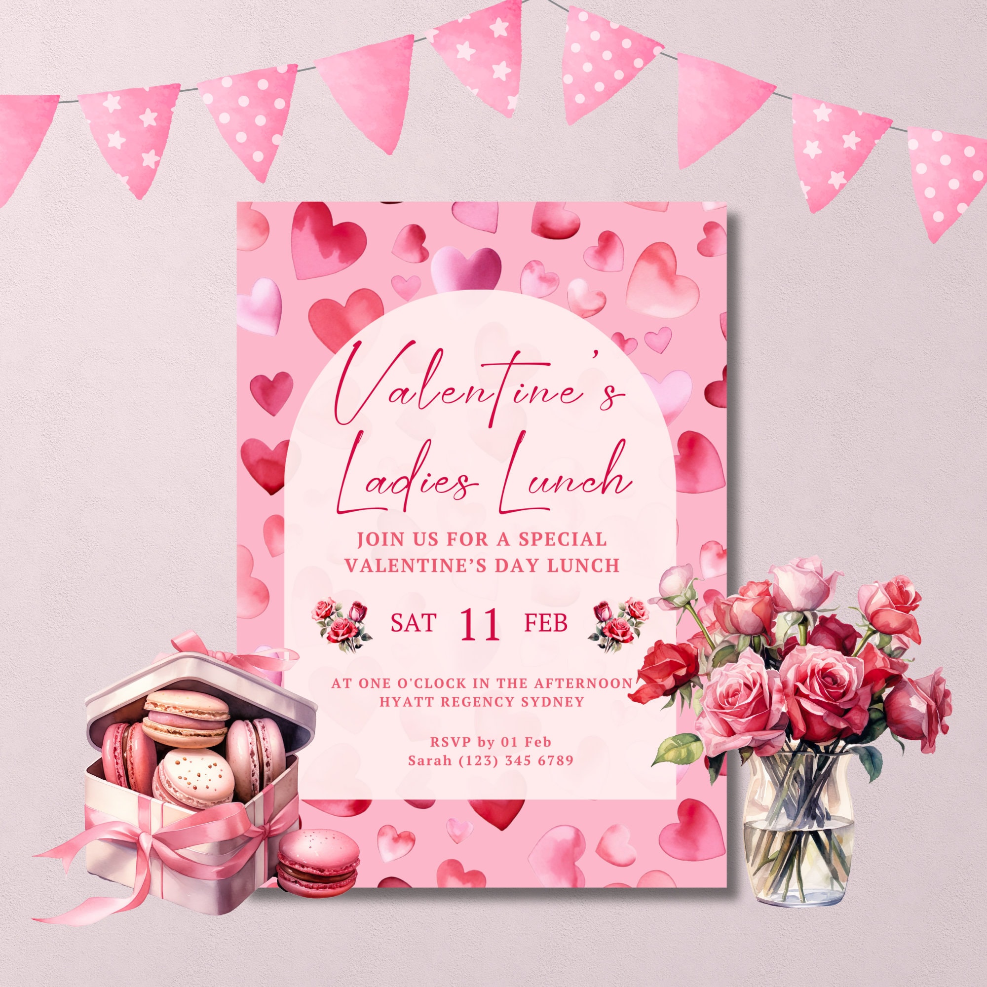 Valentine’s Day Lunch Invitation INSTANT DOWNLOAD, Female Invite ...