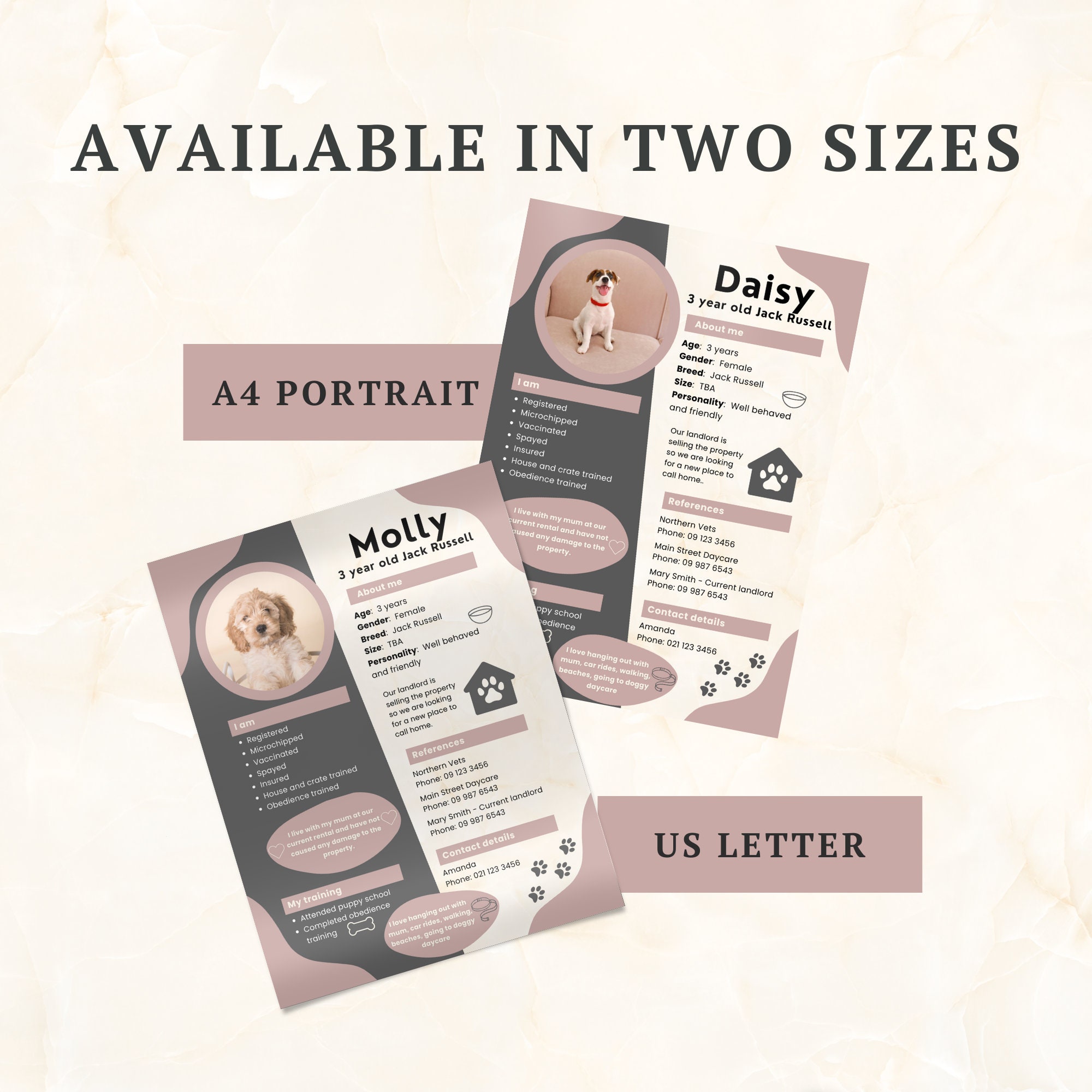 Pet Resume Template for Rental Application INSTANT DOWNLOAD, Renting ...