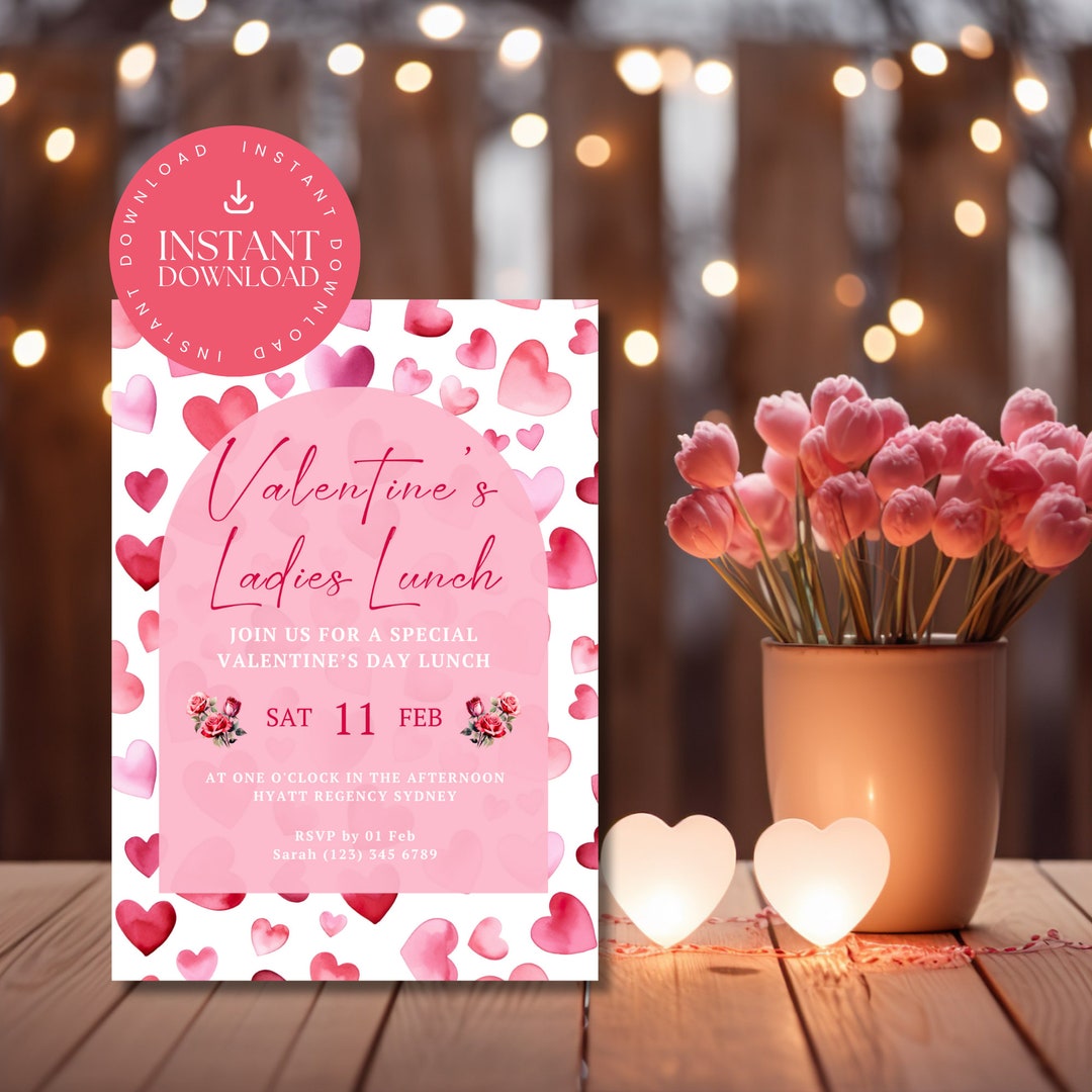 Valentine’s Day Lunch Invitation INSTANT DOWNLOAD, Female Invite ...
