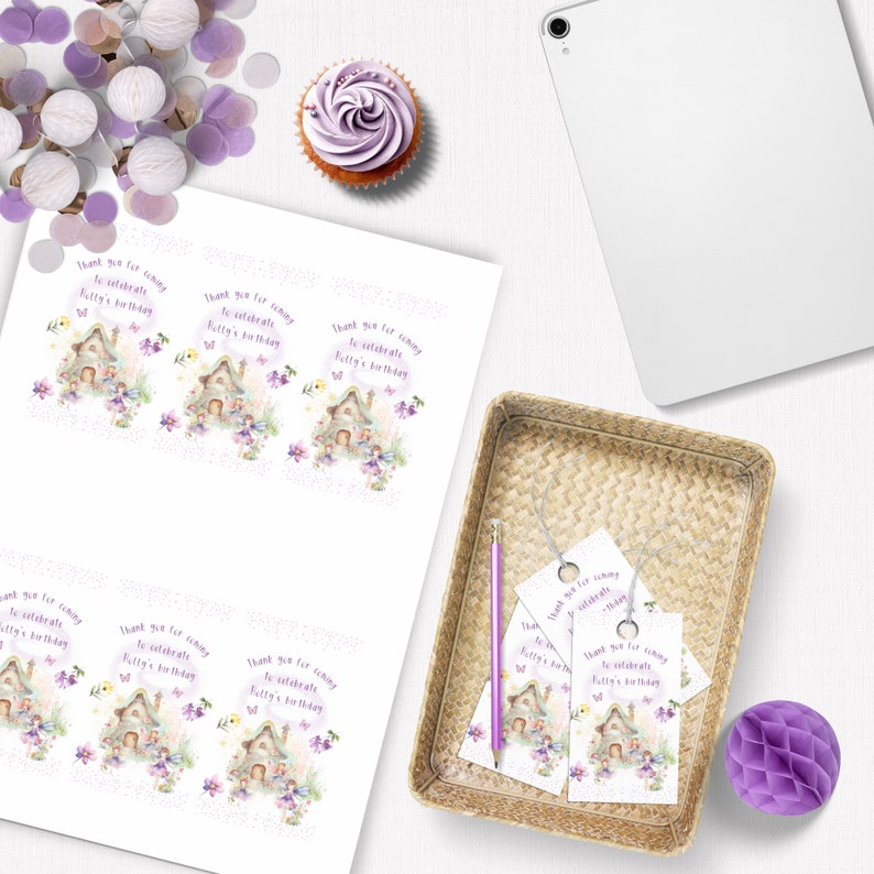 Fairy 5th Birthday Thank You Tag INSTANT DOWNLOAD, Favor Labels, Girls ...