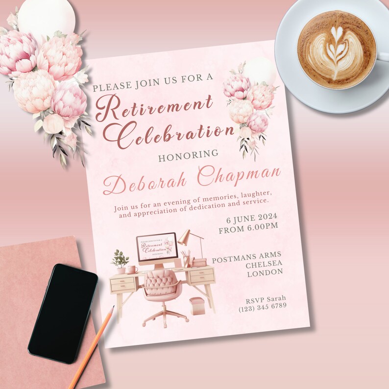 Retirement Party Invitation INSTANT DOWNLOAD, Personalized Female ...