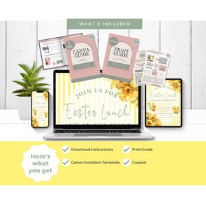 Easter Egg Hunt Lunch Invitation INSTANT DOWNLOAD, Watercolour Invite ...