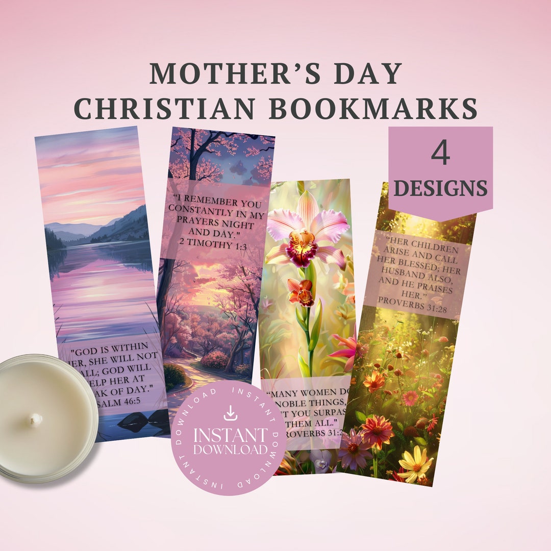 Mothers Day Bible Verse Bookmarks INSTANT DOWNLOAD, Editable Christian ...