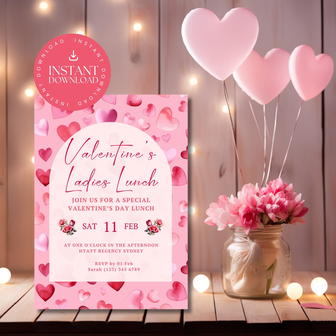 Valentine’s Day Lunch Invitation INSTANT DOWNLOAD, Female Invite ...