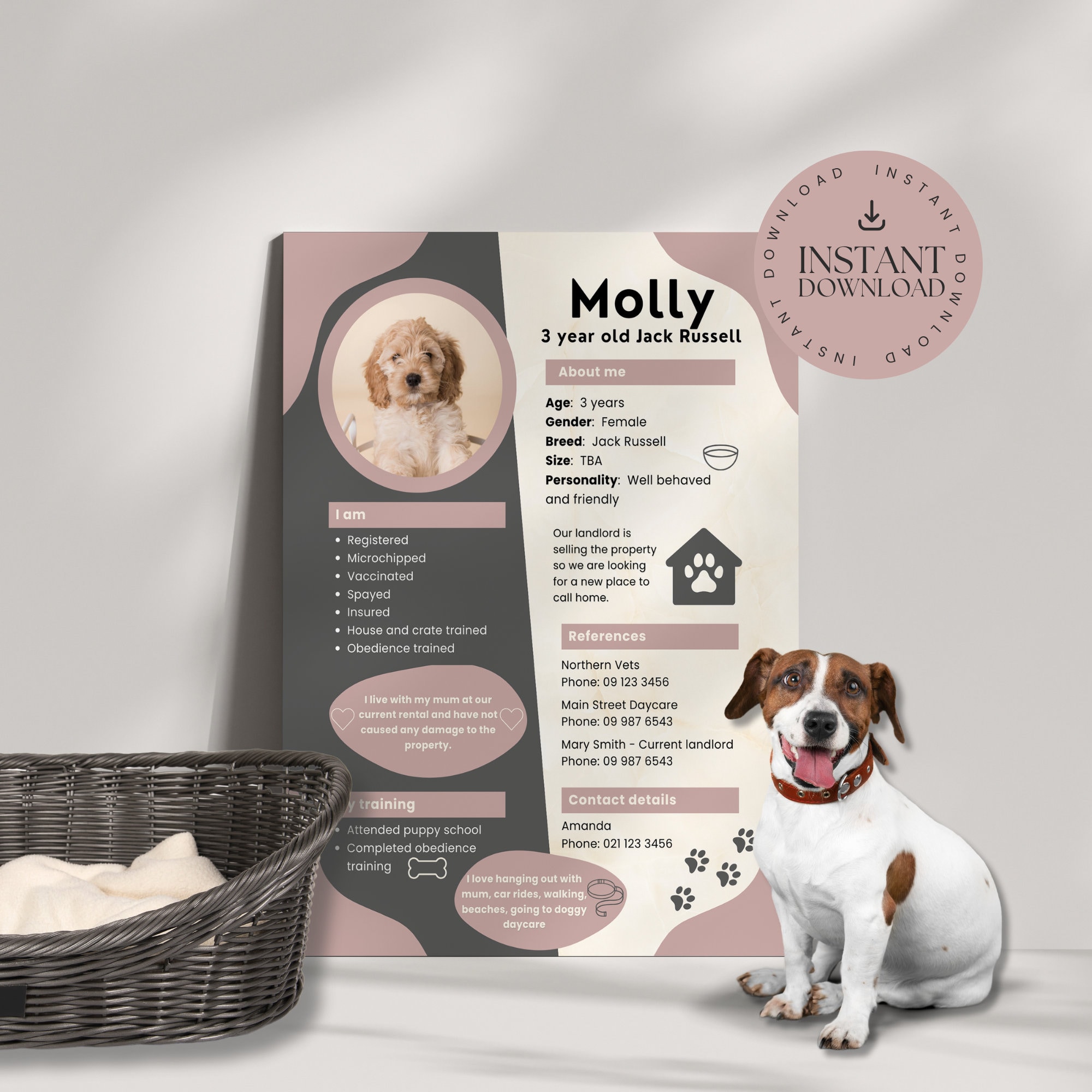 Pet Resume Template for Rental Application INSTANT DOWNLOAD, Renting ...