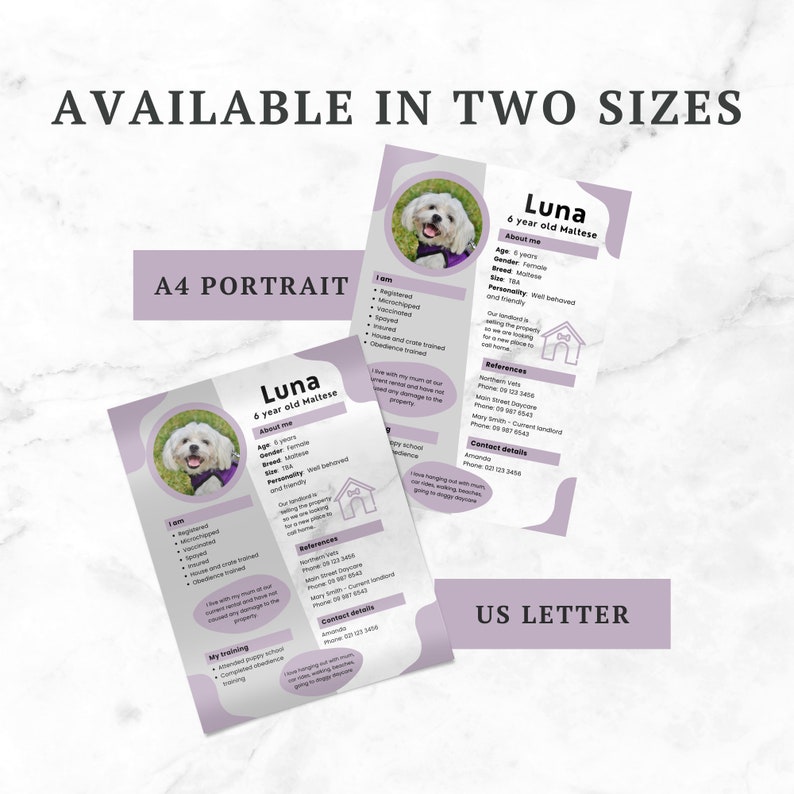 Pet Resume Template for Rental Application INSTANT DOWNLOAD, Renting ...