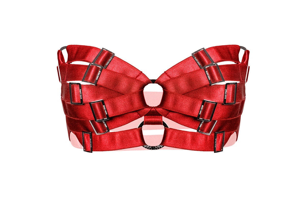 Boudoir Bra Harness Blood Red - Etsy