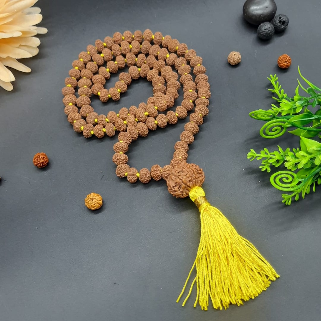 10 Mukhi Rudraksha Mala Jaap Mala Beads 8-10mm With Nepali Sumeru ...