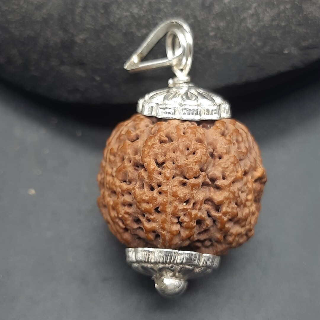 Nepal Rudraksha Pendant | Faceless Shiva Bead, Pure Silver Amulet - Etsy