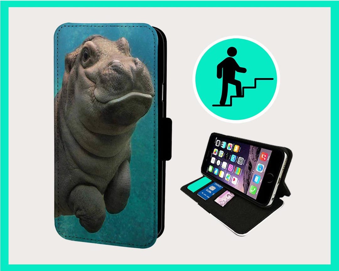 CHUBBY BABY HIPPO - Flip Phone Case Iphone/samsung Vegan Faux Leather ...