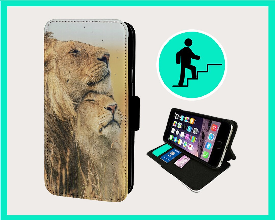 LION POWERFUL COUPLE - Flip Phone Case Iphone/samsung Vegan Faux ...