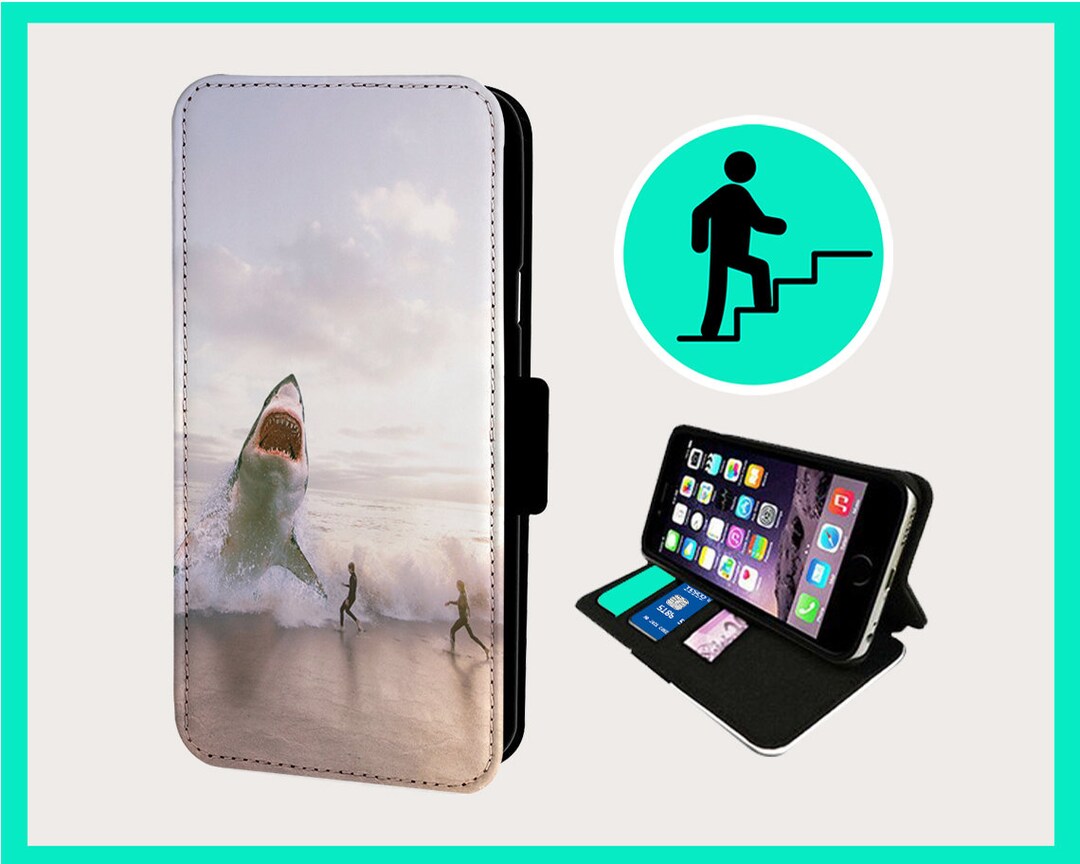 GREAT WHITE SHARK - Flip Phone Case Iphone/samsung Vegan Faux Leather ...
