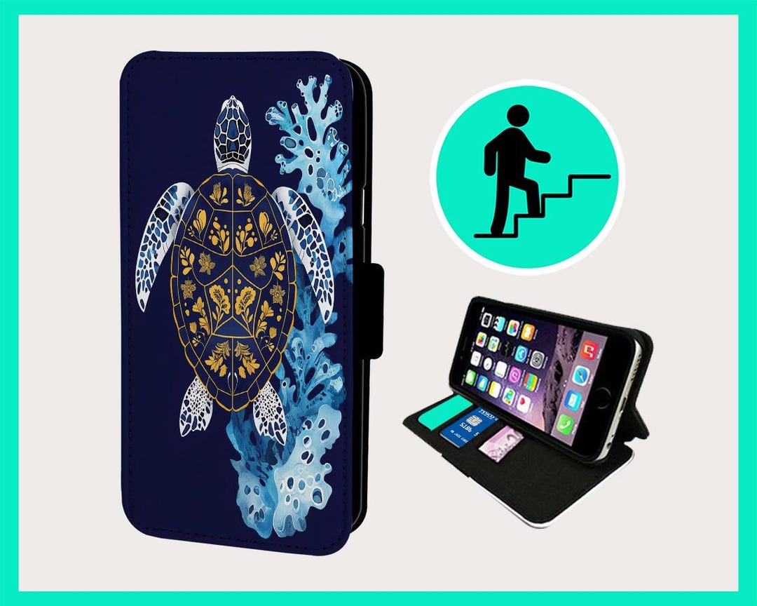 TURTLE EXOTIC OCEAN - Flip Phone Case Iphone/samsung Vegan Faux Leather ...