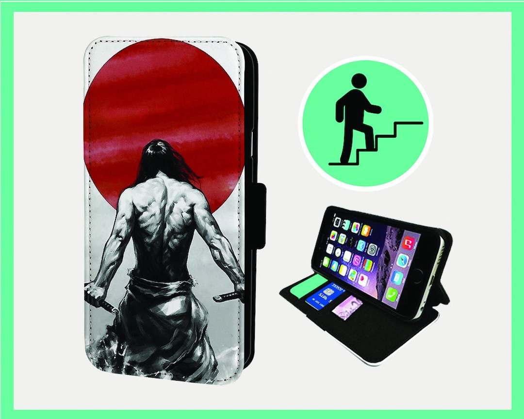 JAPANESE WARRIOR MUSCLES Flip Phone Case Iphone/samsung Vegan Faux ...