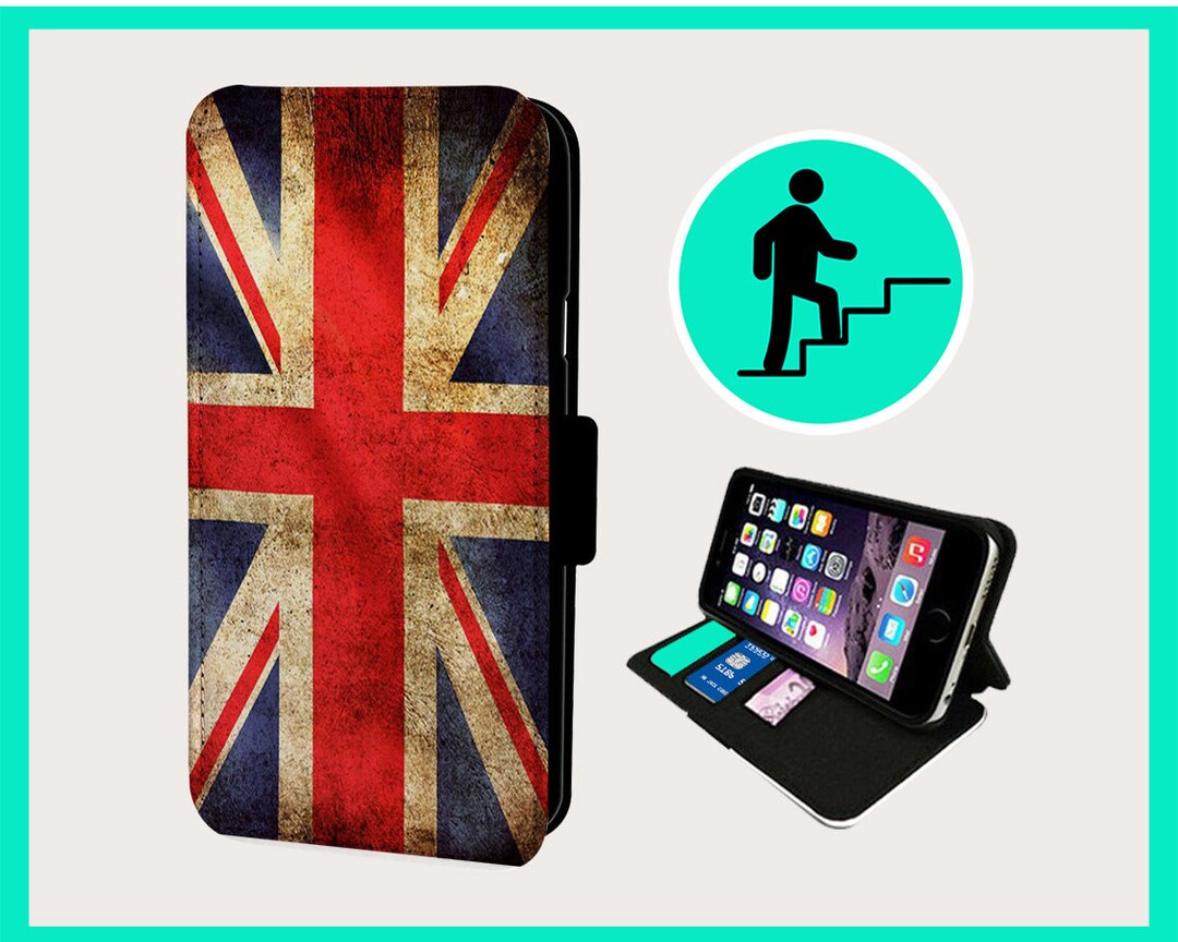 UNION JACK DISTRESSED - Flip Phone Case Iphone/samsung Vegan Faux ...