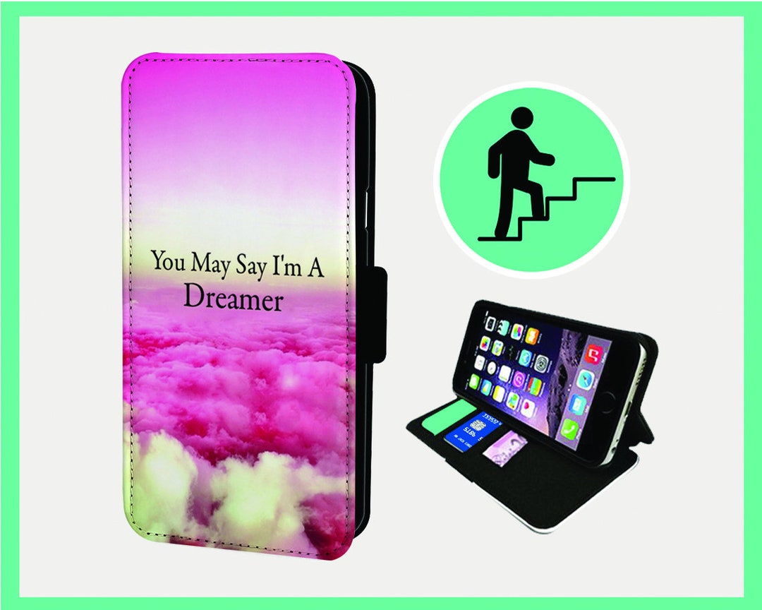 DREAMER FLUFFY CLOUDS Flip Phone Case Iphone/samsung Vegan Faux Leather ...