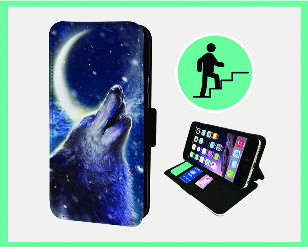 WOLF MOON CRESCENT Howling - Flip Phone Case Iphone/samsung Vegan Faux ...