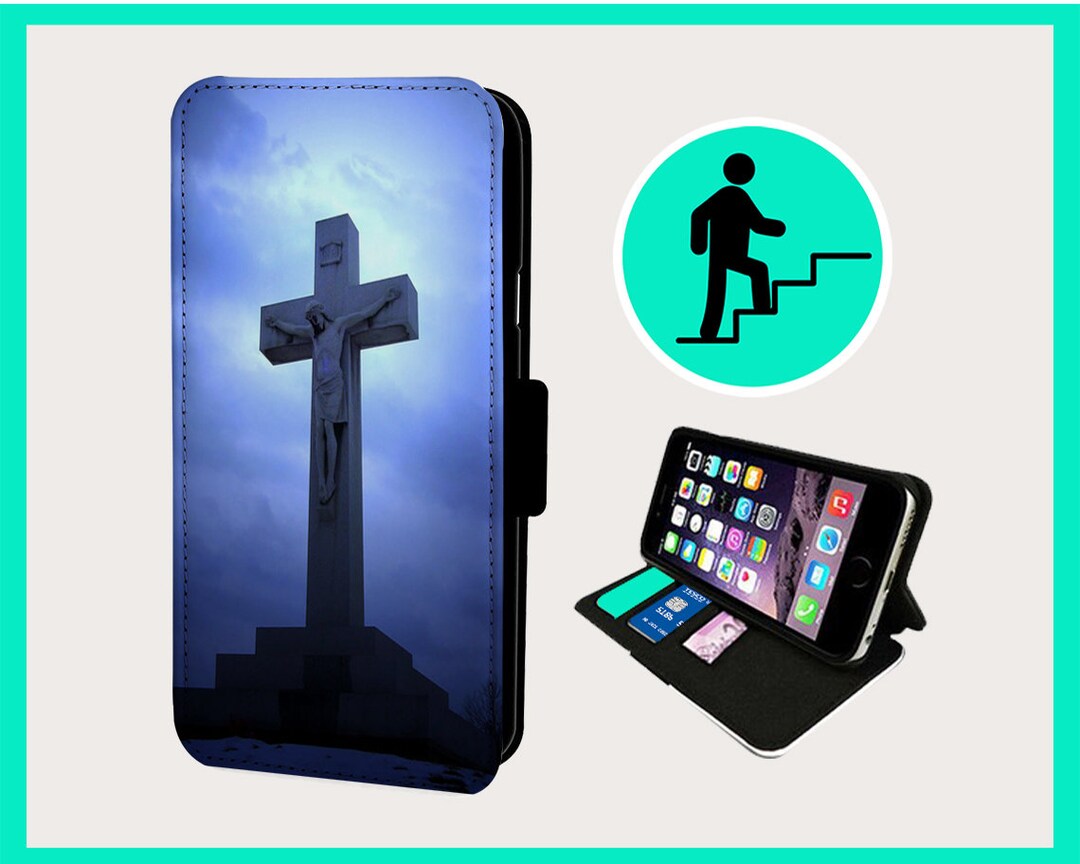 JESUS CHRISTIAN CROSS - Flip Phone Case Iphone/samsung Vegan Faux ...