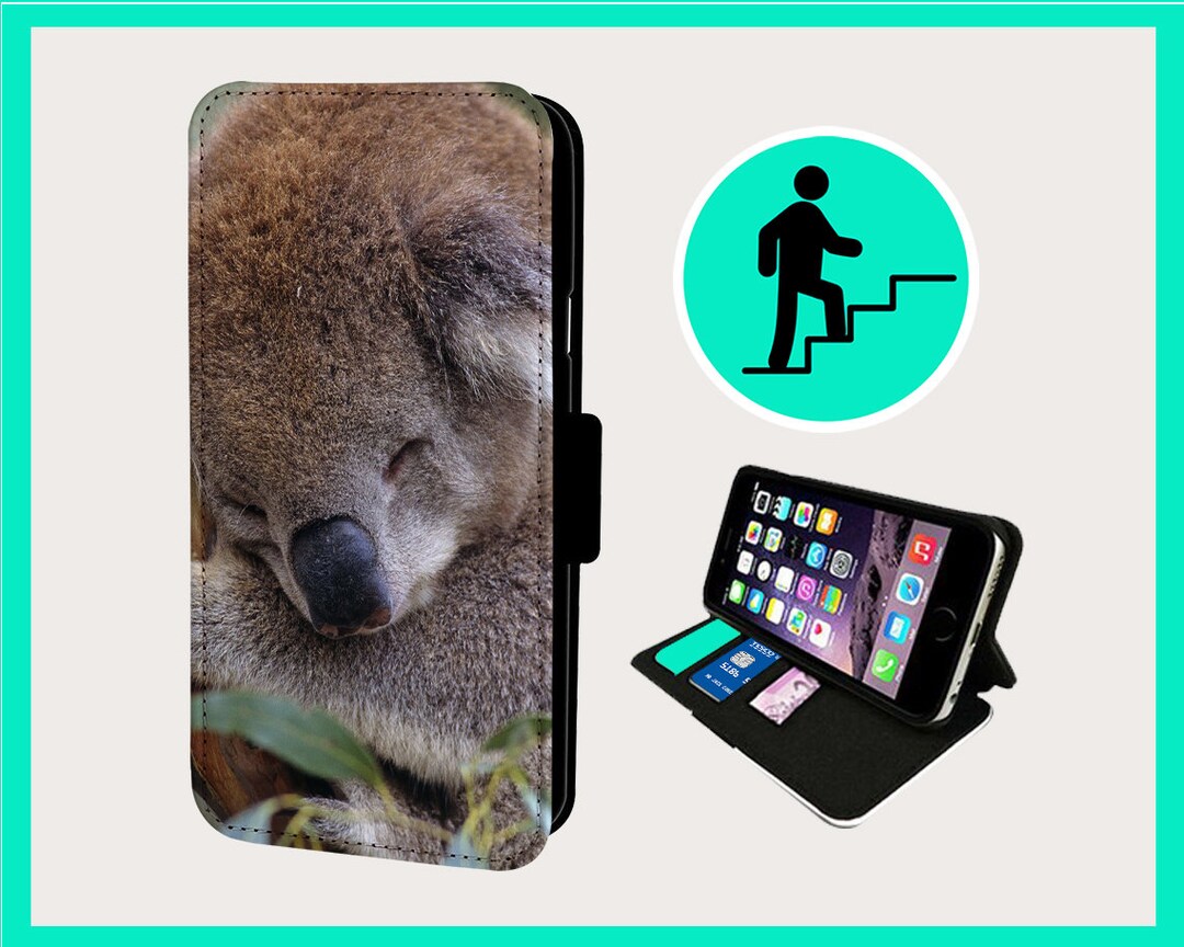 KOALA BEAR SNOOZING - Flip Phone Case Iphone/samsung Vegan Faux Leather ...