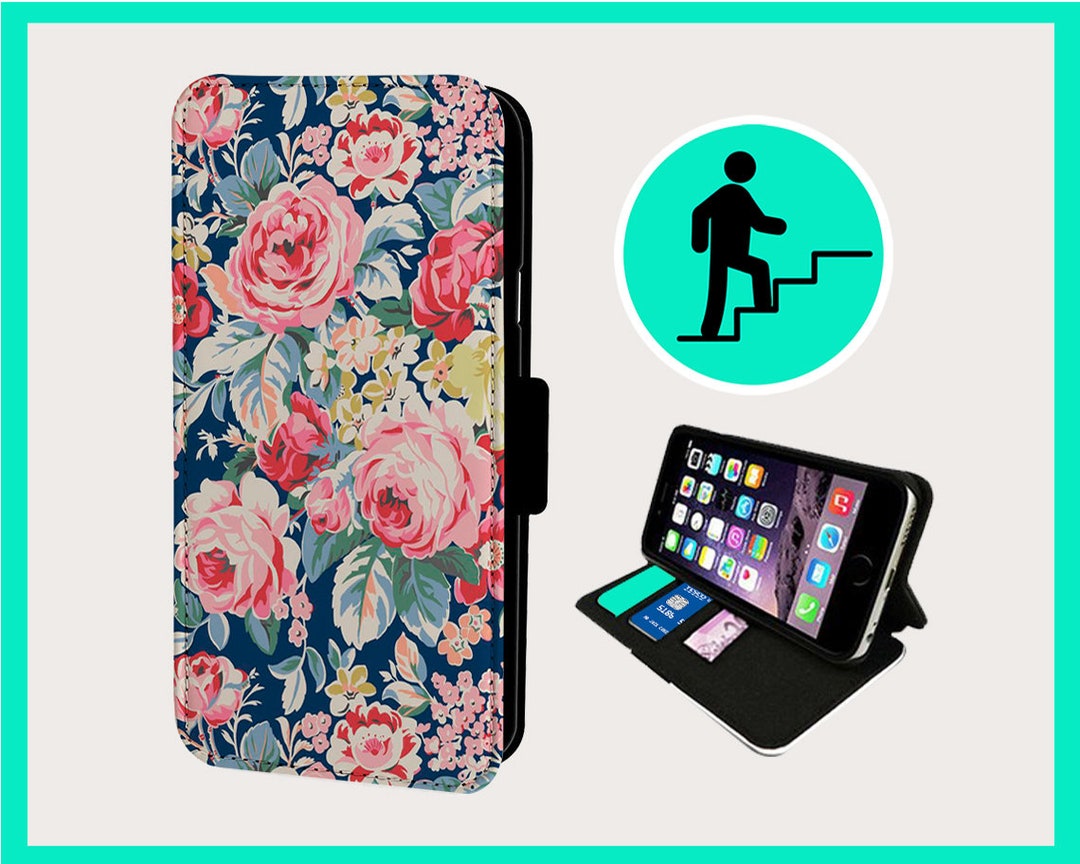 PRETTY FLORAL FABRIC - Flip Phone Case Iphone/samsung Vegan Faux ...
