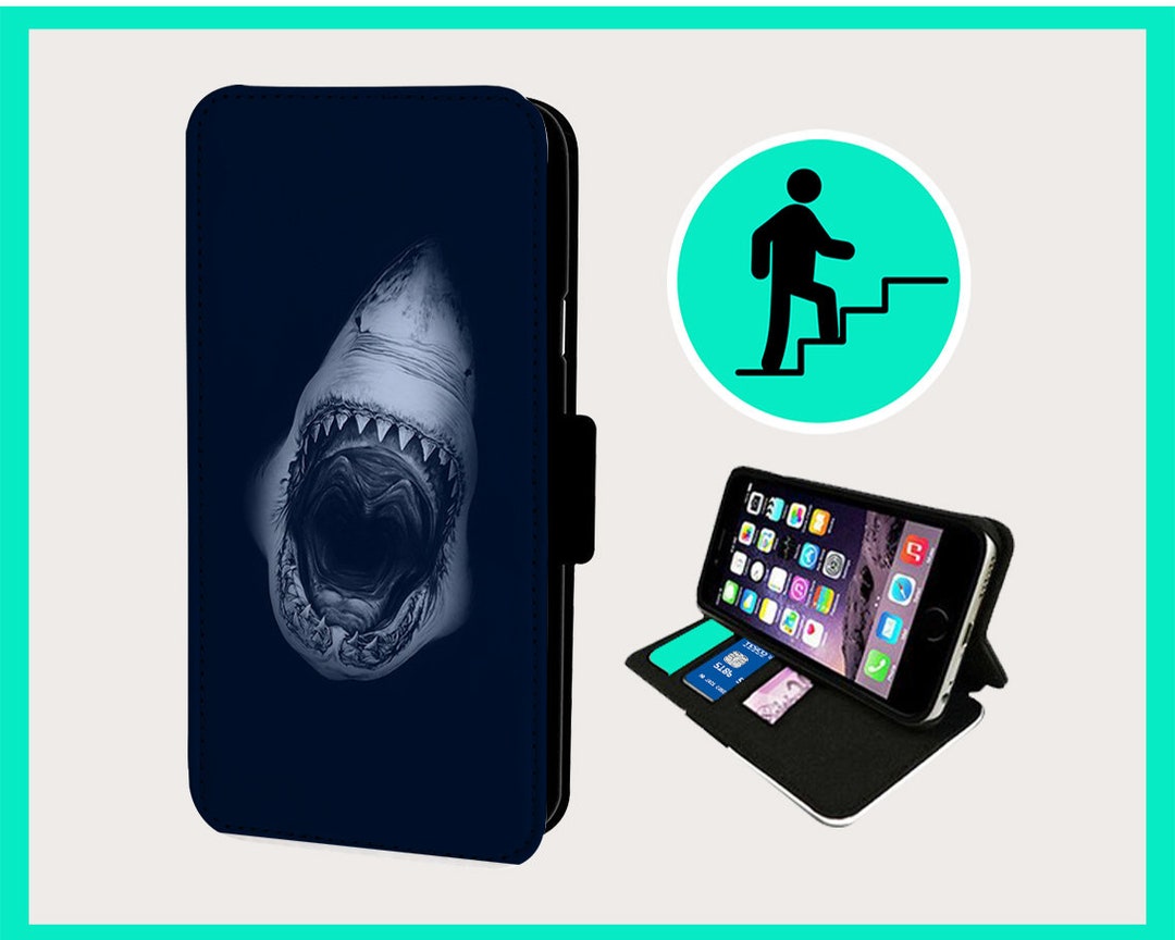 SHARK ATTACK SCARY - Flip Phone Case Iphone/samsung Vegan Faux Leather ...