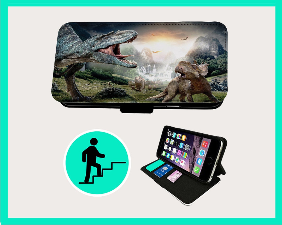 WALKING DINOSAUR REPTILES Flip Phone Case Iphone/samsung Vegan Faux ...