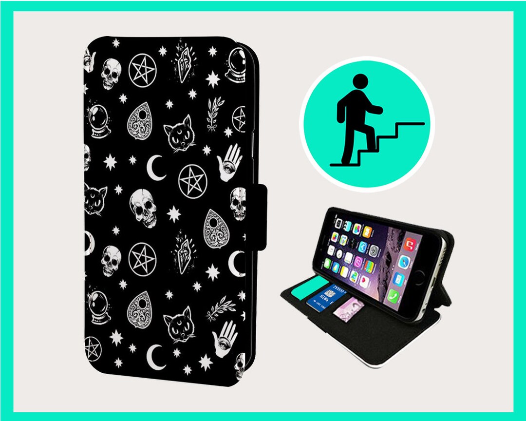GOTH CATS MOON Wicca - Flip Phone Case Iphone/samsung Vegan Faux ...