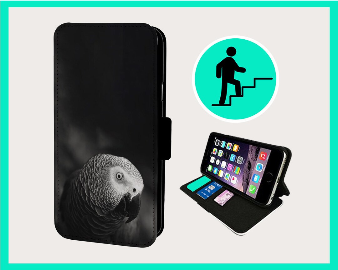 AFRICAN GREY PARROT Flip Phone Case Iphone/samsung Vegan Faux Leather ...