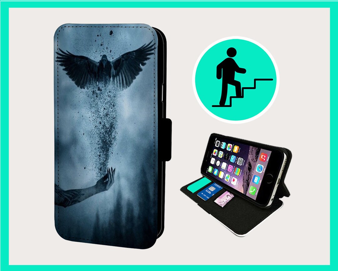 GOTH CROW EXPLOSION - Flip Phone Case Iphone/samsung Vegan Faux Leather ...
