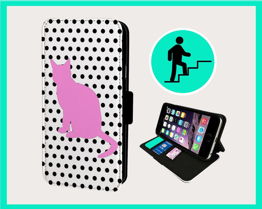 MYSTERIOUS PINK CAT Polka - Flip Phone Case Iphone/samsung Vegan Faux ...
