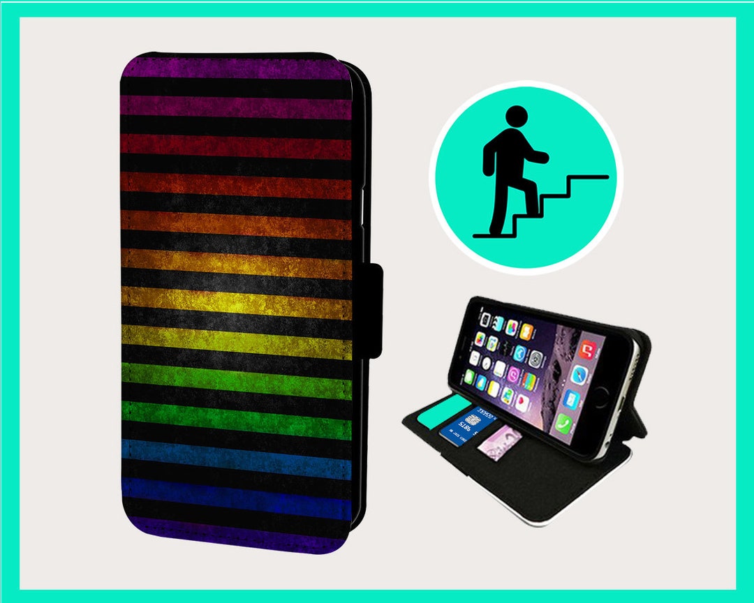 RAINBOW LIGHT STRIPES Flip Phone Case Iphone/samsung Vegan Faux Leather ...