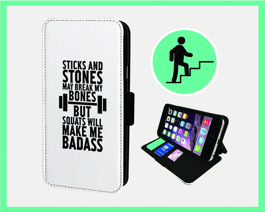 BADASS SQUATS GYM Flip Phone Case Iphone/samsung Vegan Faux Leather - Etsy