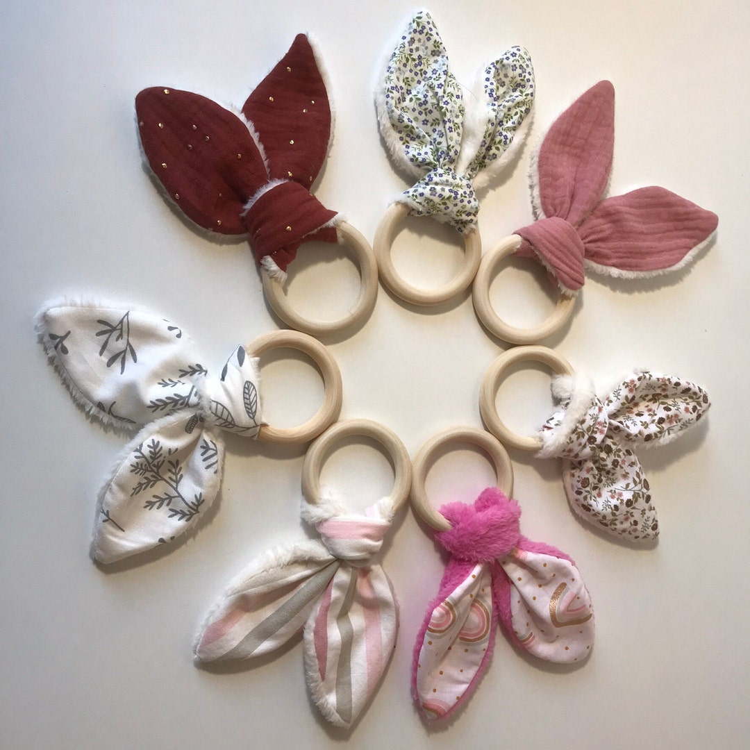 Teething Ring / Rabbit Ears Rattle - Etsy