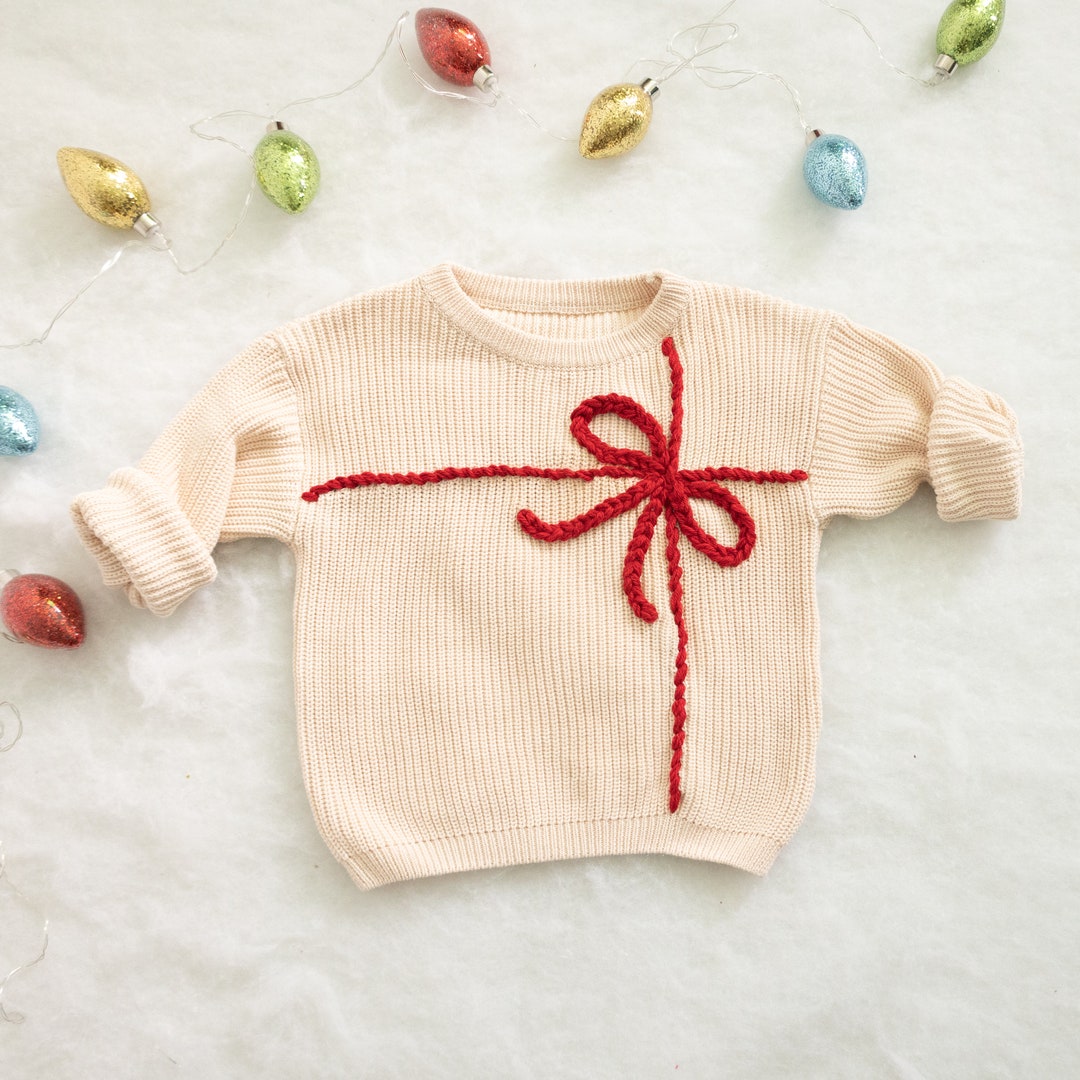 Present Sweater Christmas Gift Sweater Hand Embroidered Christmas ...