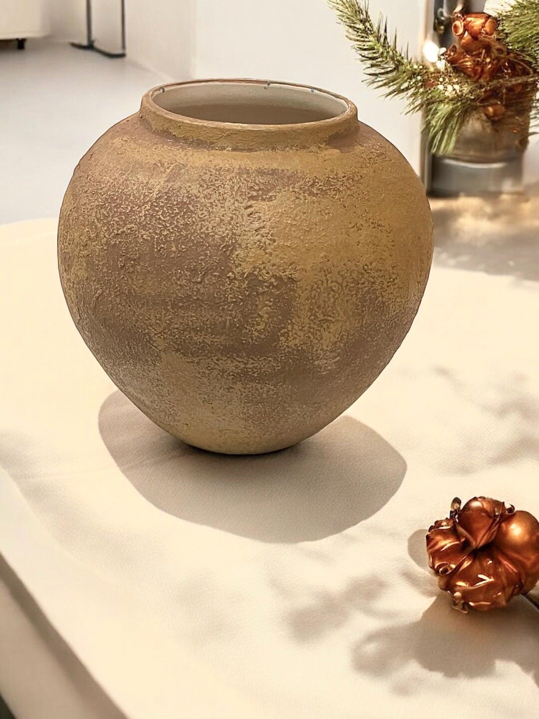 Tan, Sand Texture Distress Aged Vase, Handmade Vase, Ceramic Vase - Etsy