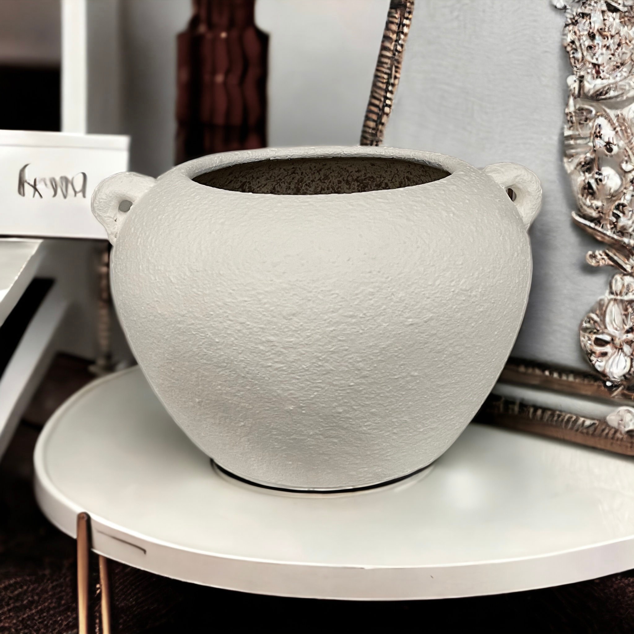 White Vessel, Vase, Handmade, Ceramic, Texture White Round Vase - Etsy