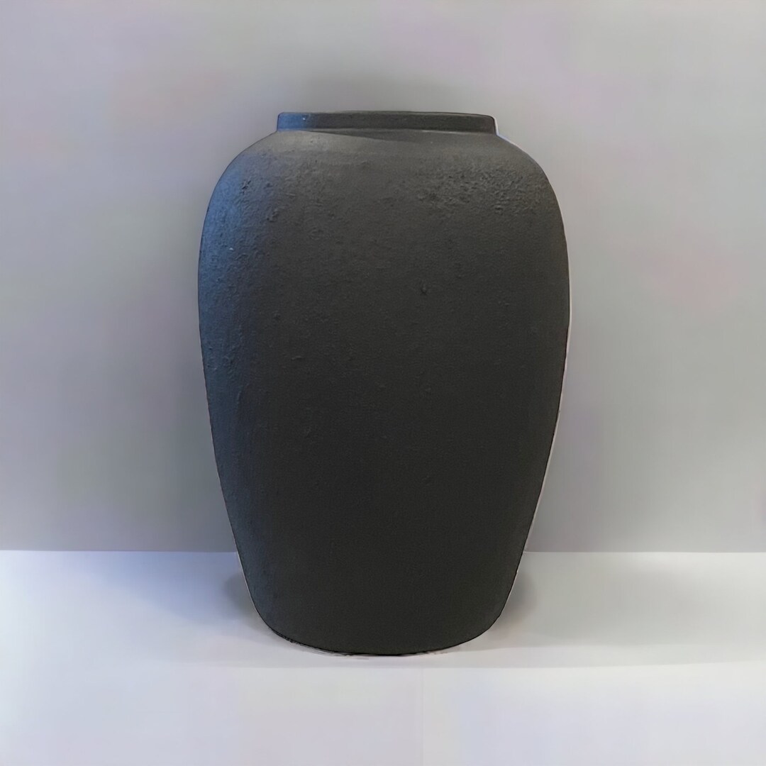 Black Texture Distress Vase Matte Vase, Black Vase, Handmade, Ceramic ...