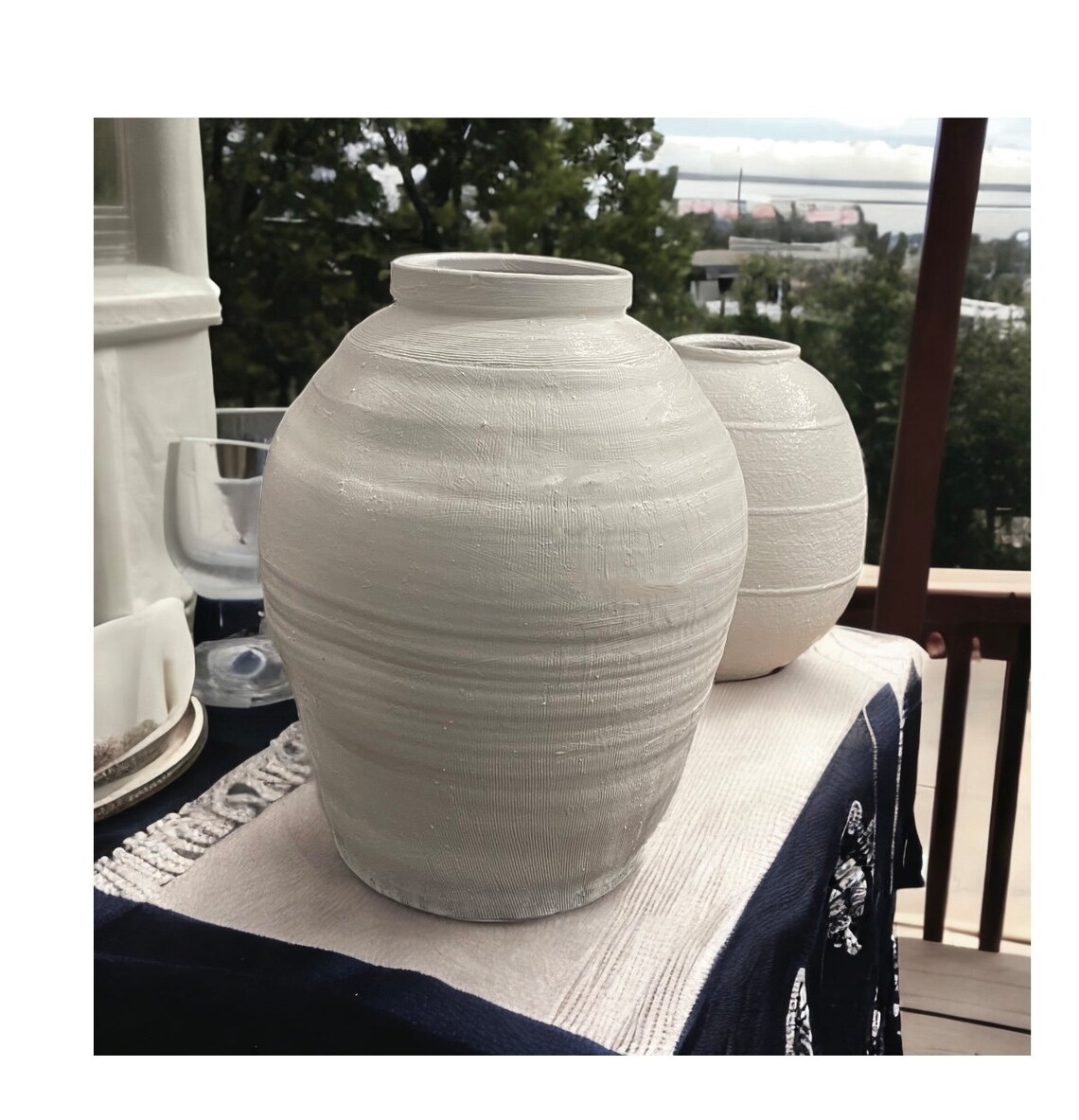 White Dented Texture Distress Vase Oval Vase White Vase - Etsy