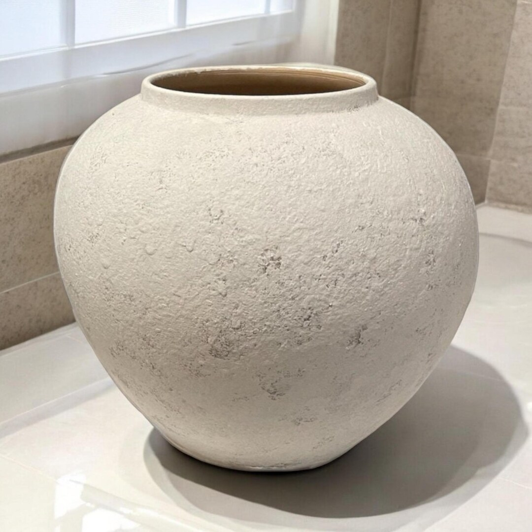White Round Texture Vase , Ceramic Vase - Etsy