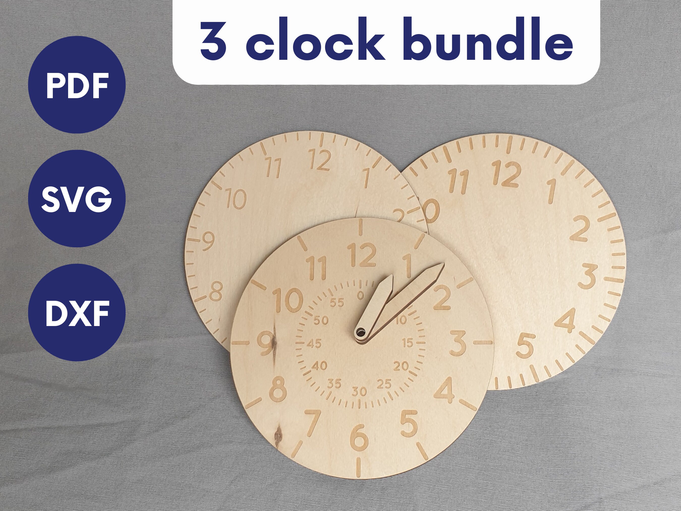 Wooden Learning Clock for Kids, Laser Cut Toy Files, Laser File Educational Svg, Laser Cut ...