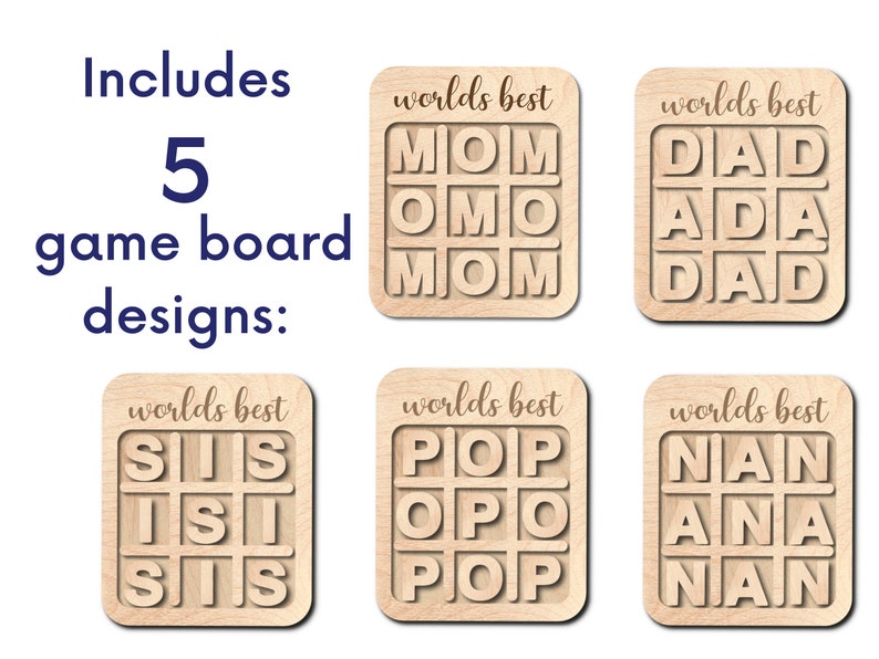 MOM Mothers Day Tic Tac Toe Laser File Fathers Day Gifts Svg - Etsy