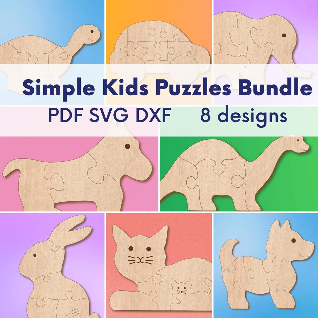 Puzzle for Kids Toy Files Bundle, Laser File Educational Svg, Laser Cut ...