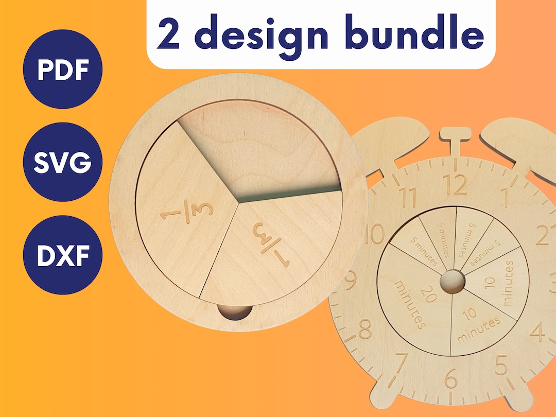 Fraction Circle and Clock Svg, Fractions Svg, Laser Cut Toy Files ...