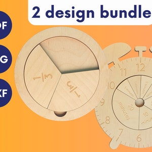 Fraction Circle and Clock Svg, Fractions Svg, Laser Cut Toy Files ...