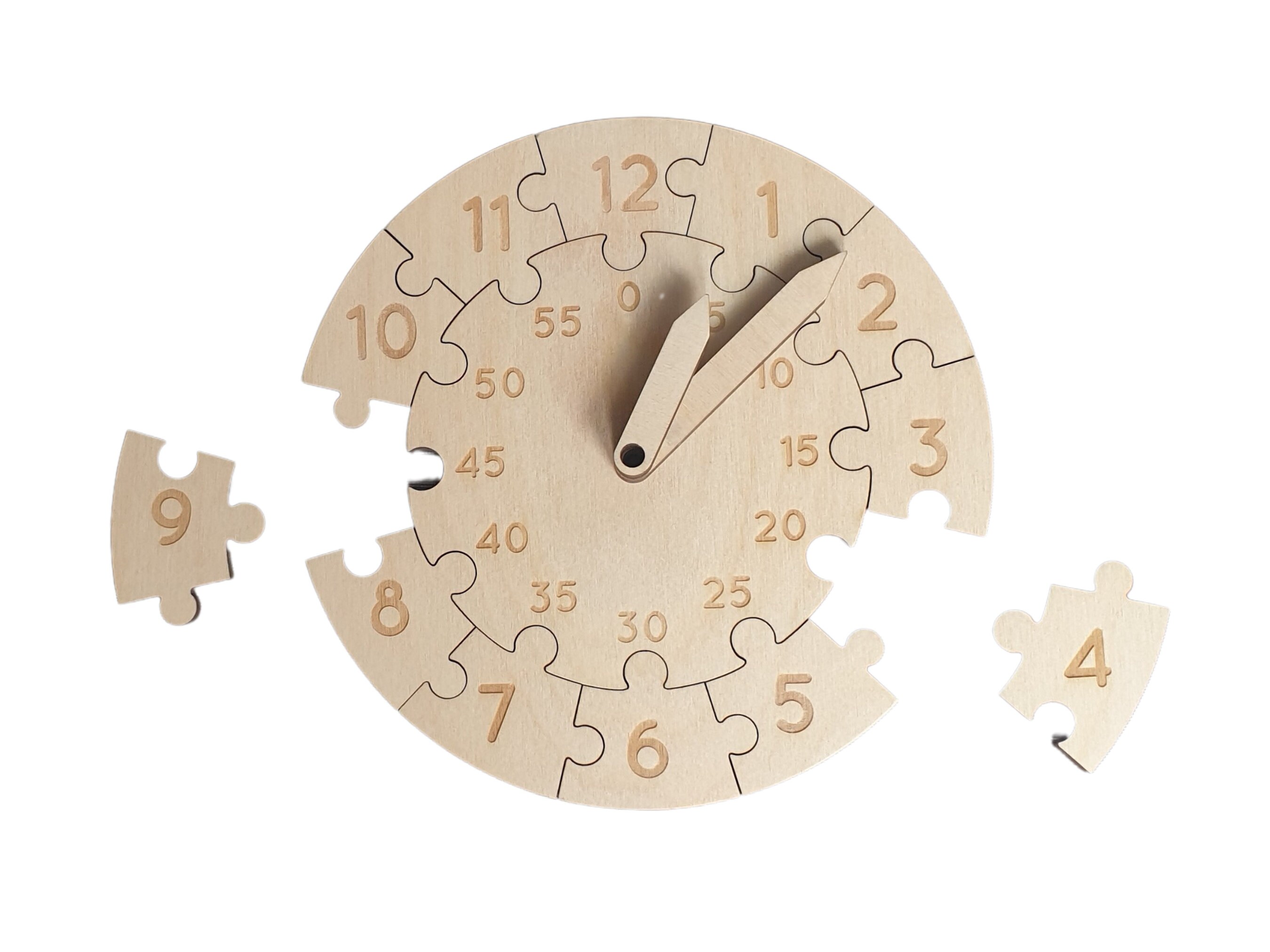 Puzzle Learning Clock for Kids, Montessori Laser Cut Files, Montessori ...