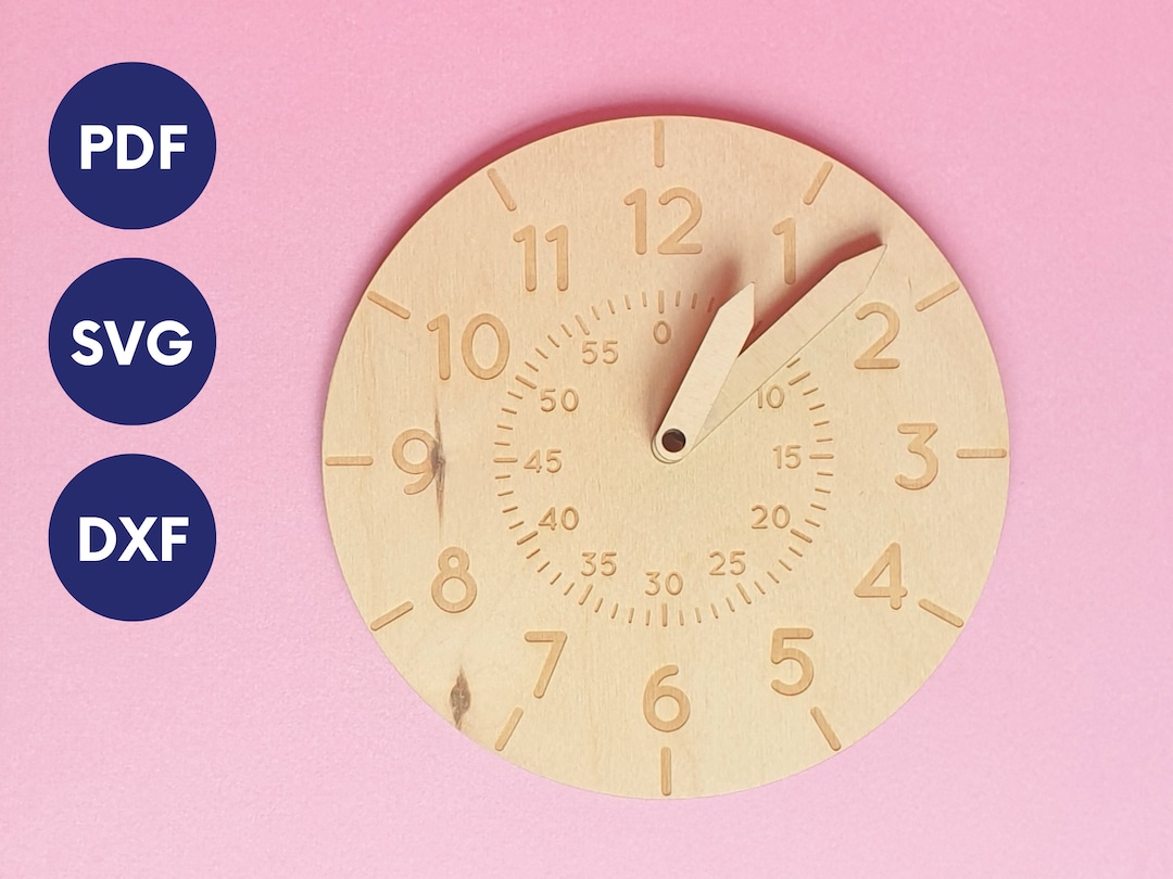 Wooden Learning Clock for Kids, Laser Cut Toy Files, Laser File ...