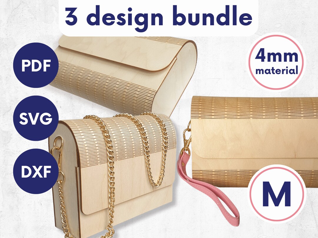 Laser Cut Hand Bag for Straps, Laser Cut Handbag Dxf, Wooden Purse ...