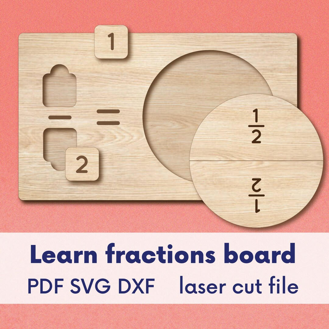 Fraction Circle Svg, Wood Math Board Laser Cut Toy Files, Laser Cut ...