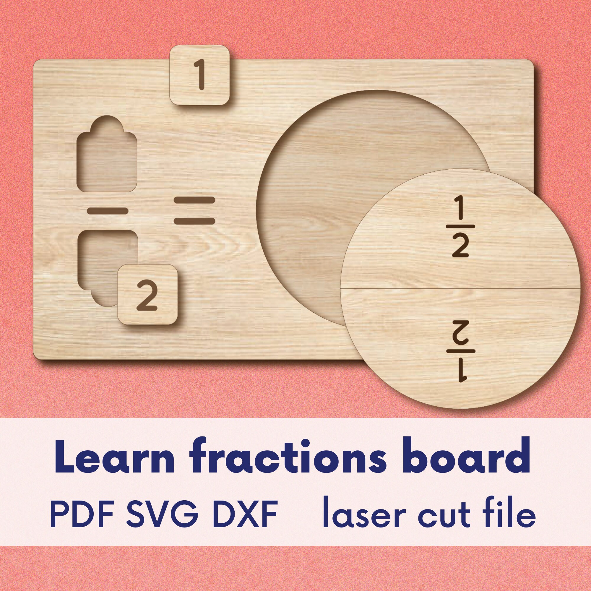 Fraction Circle Svg, Wood Math Board Laser Cut Toy Files, Laser Cut ...