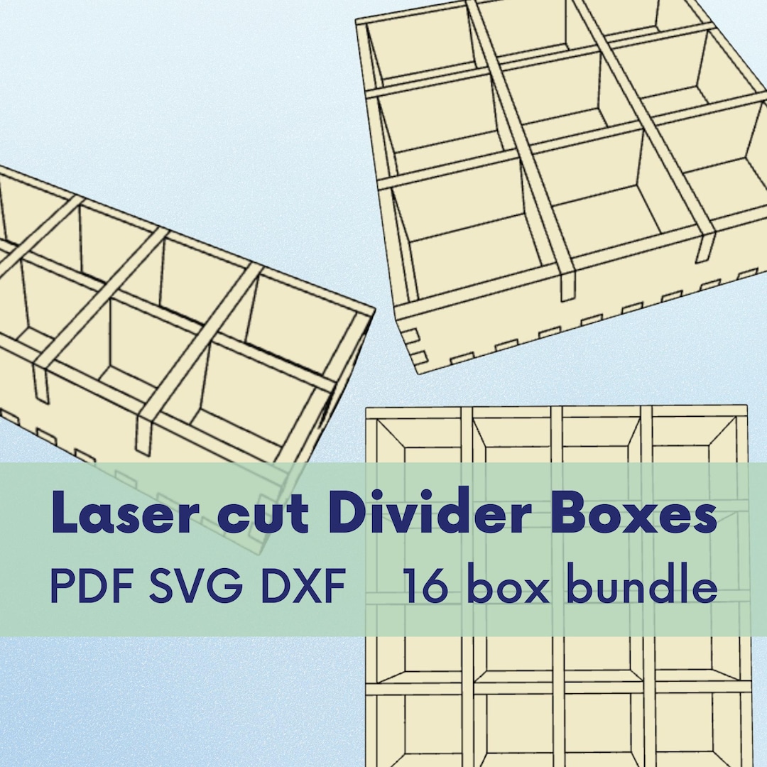 Laser Cut Divider Box Files, Storage Box Laser Cut Files, Laser Cut ...